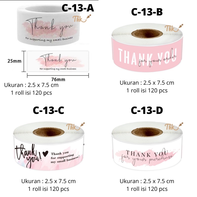 Jual C13 - Stiker Sticker Thank You Panjang (120pcs) | Shopee Indonesia