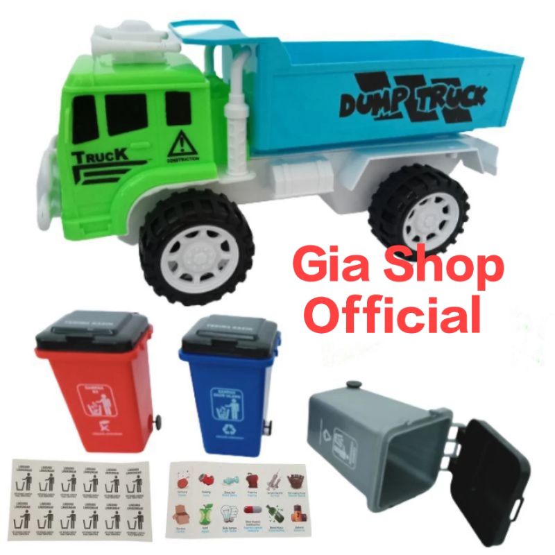 Jual MAINAN DUMP TRUCK SAMPAH + 4PCS TEMPAT SAMPAH BESAR / mainan mobil ...