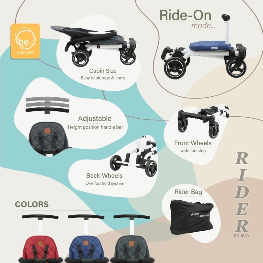 Jual Babyelle Rider Convertible Baby Elle Stroller board cabin size ...