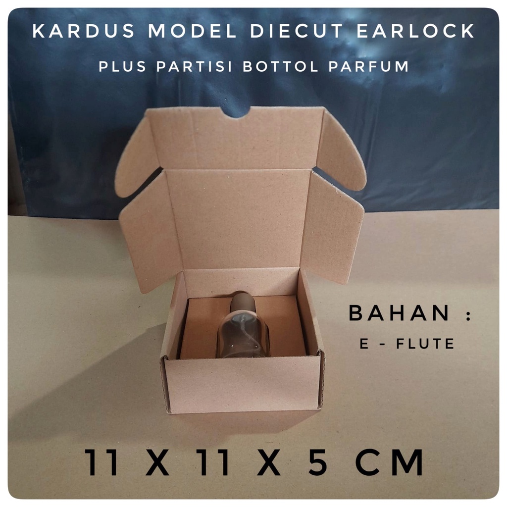Jual kardus karton uk.11x11x5 cm model diecut earlock + partisi untuk parfum 30 - 35 ml | Shopee ...