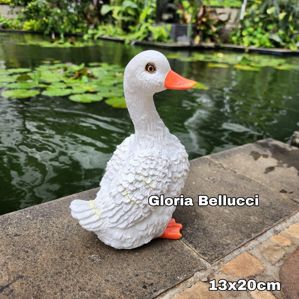 Jual patung pajangan miniatur angsa putih bulu besar dekorasi hiasan ...