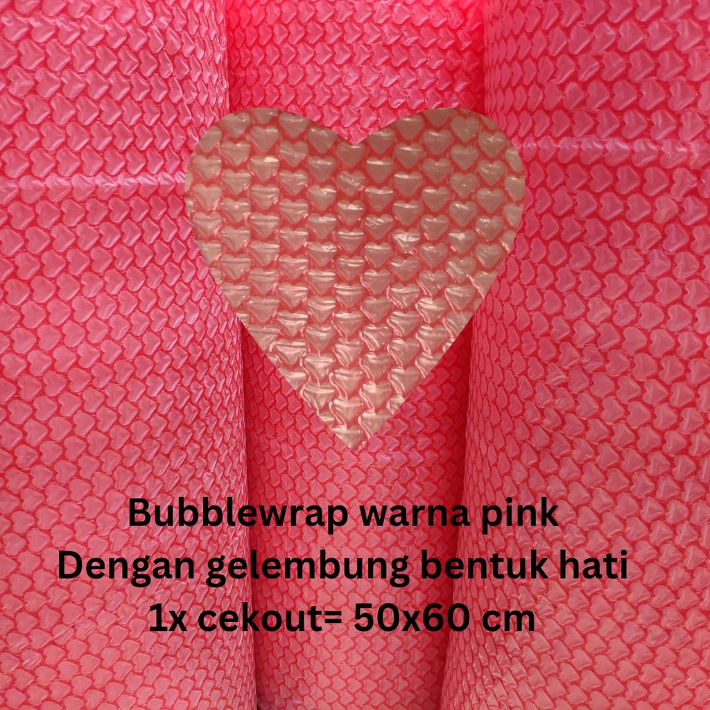 Jual Bubble wrap warna pink gelembung bentuk Love hati premium bubblewrap kado hampers hadiah ...