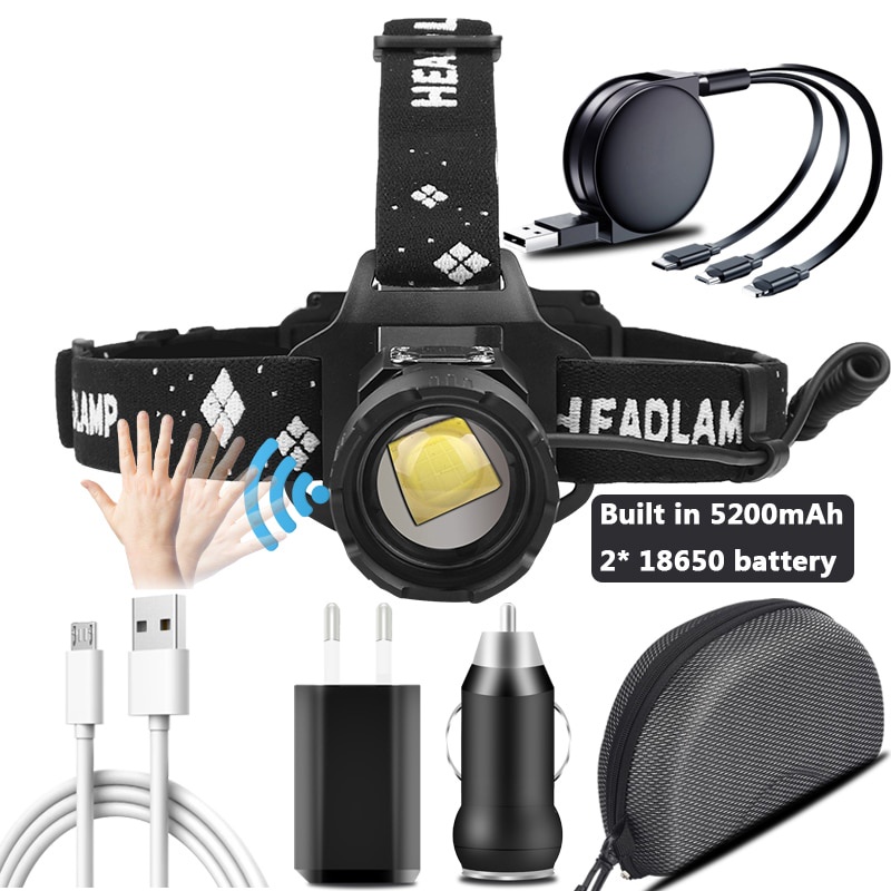 Jual PREORDER Sensor Led Headlamp XHP100 9-core Built in 5200mAh ...