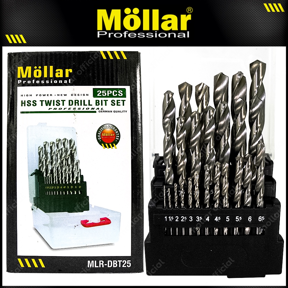 Jual MOLLAR Mata Bor Set Besi 25 Pcs HSS 1 mm - 13 mm | Shopee Indonesia