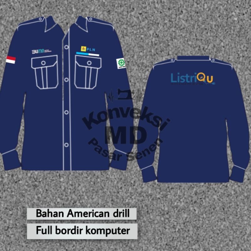 Jual kemeja PLN listriqu/seragam pdh PLN listriqu full bordir/seragam ...