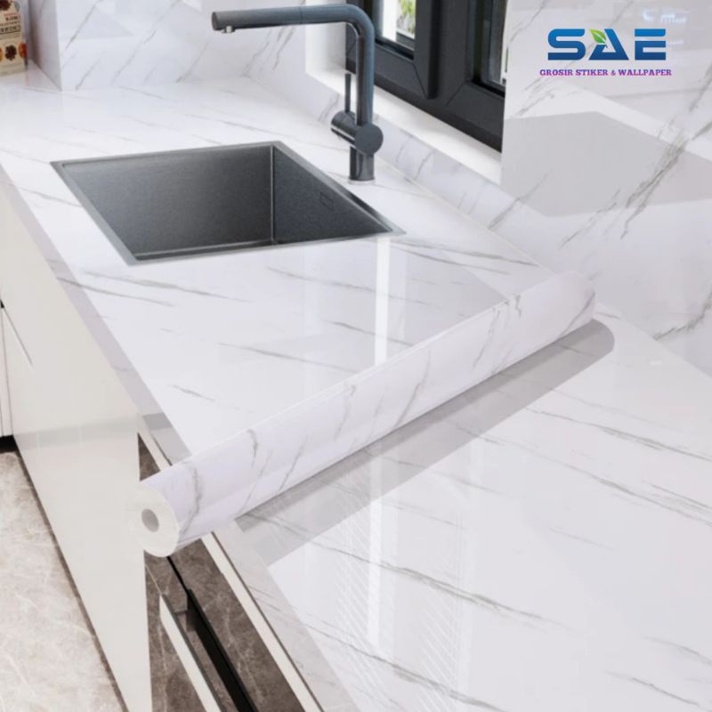 Jual Wallpaper Stiker Dapur Meja Kompor Anti Panas Minyak Pvc Marmer ...