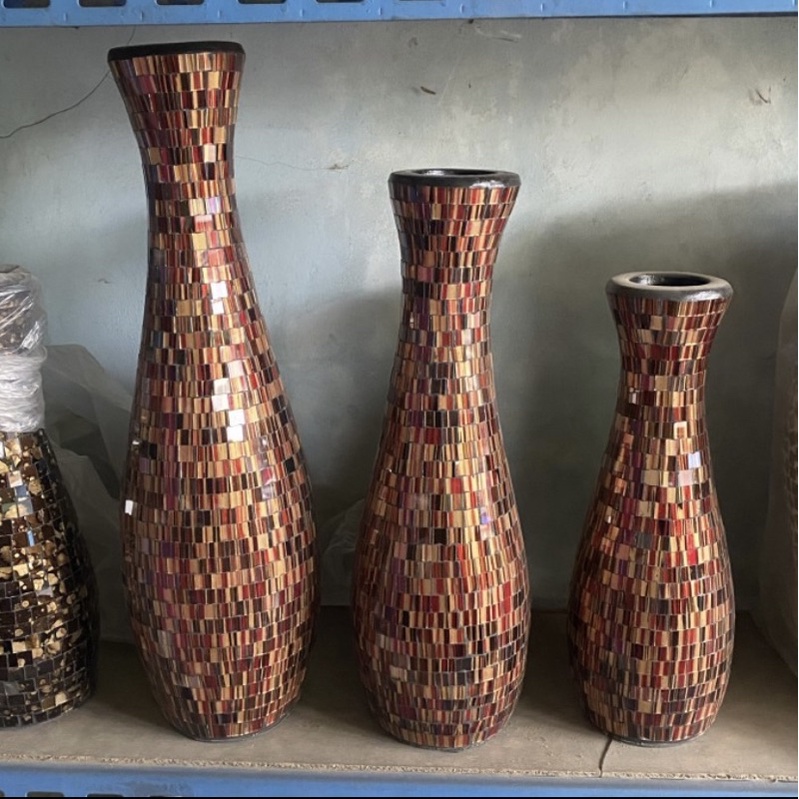 Jual Vas bunga mozaik elegan / Vas Guci Kaca / motif Bunga Kaca tempel ...