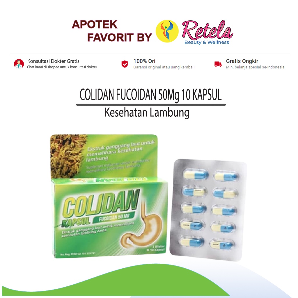 Jual COLIDAN FUCOIDAN 50MG, 1 BLISTER ISI 10 KAPSUL | Shopee Indonesia