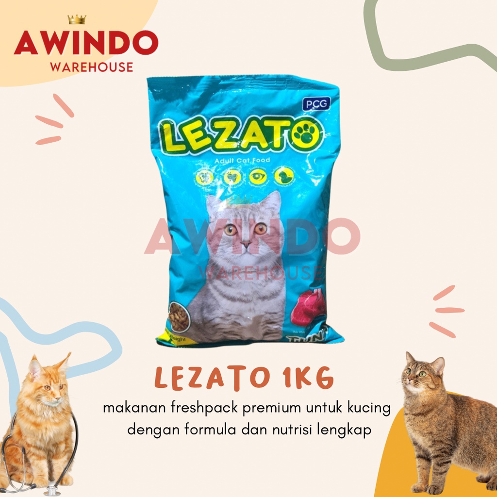 Jual LEZATO 1KG - Makanan Pakan Kering Kucing Lezato Cat Adult Food ...