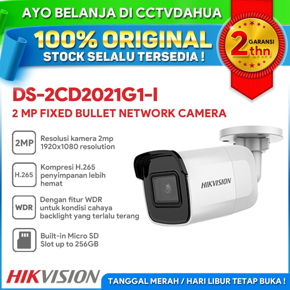 Jual HIKVISION DS-2CD2021G1-I Hikvision 2 MP WDR Fixed Bullet IP Camera | Shopee Indonesia