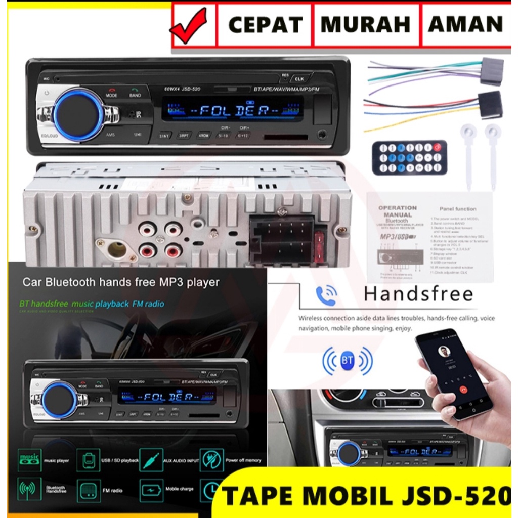 Jual HEAD UNIT JSD-520 SINGLE DIN STEREO RADIO FM USB/SD/AUX HIGH QUALITY | Shopee Indonesia
