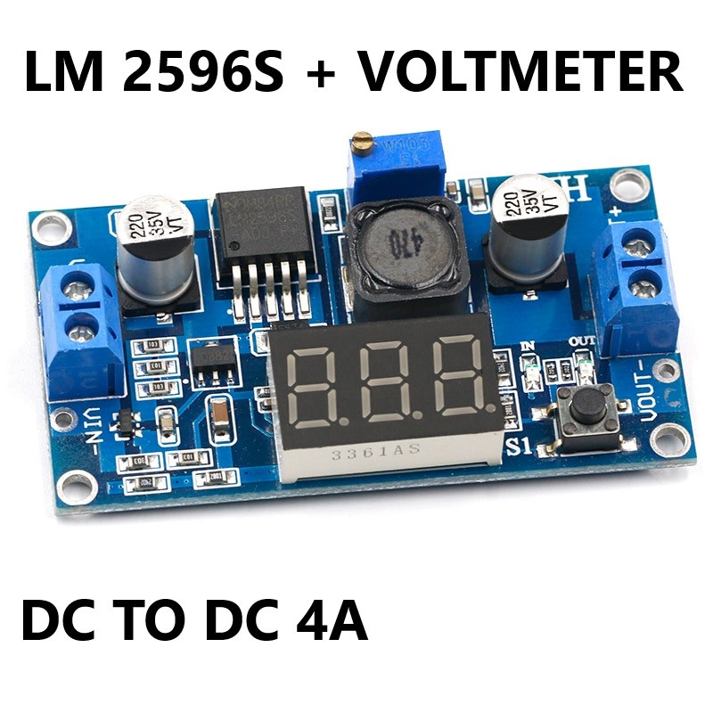 Jual Modul LM2596 Stepdown dengan voltmeter DC to DC buck converter adjustable | Shopee Indonesia