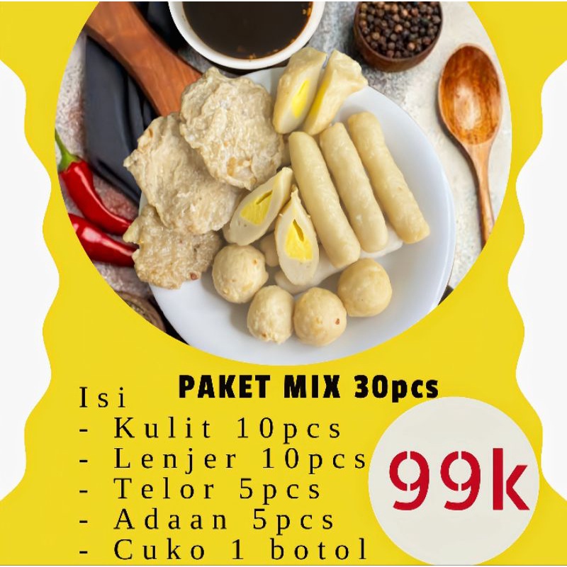 Jual Pempek Palembang Paket Pempek Campur 30pcs + 1 Botol Cuko | Shopee ...