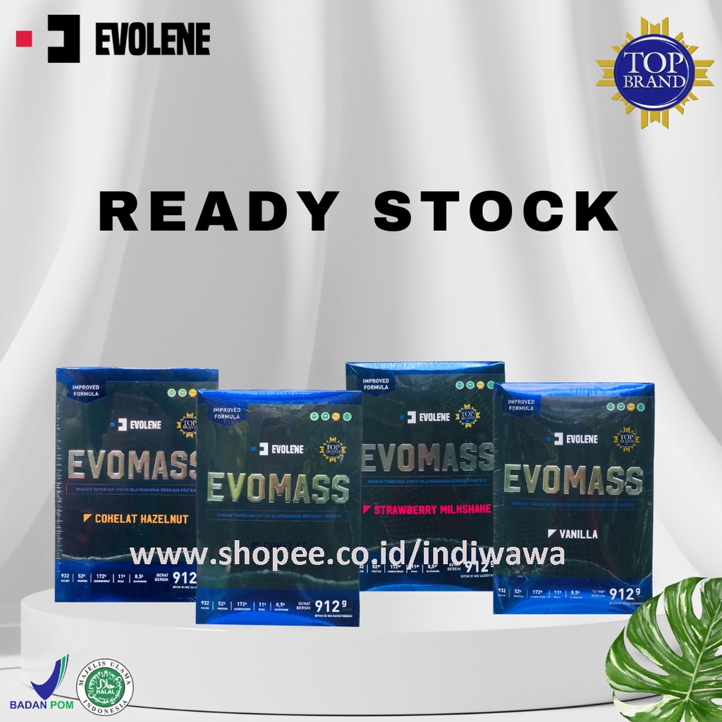 Jual evolene evo mass evomass Gainer Strawberry Milkshake 912 gr | evolene Evo mass Gainer 912 ...