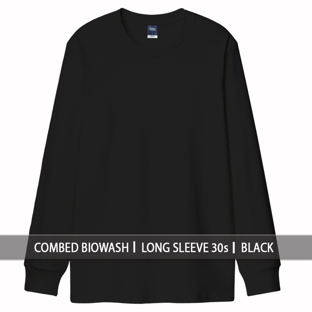 Jual LENGAN PANJANG | COTTON KENARI | BLACK [ COMBED BIOWASH ULTRASOFT ...