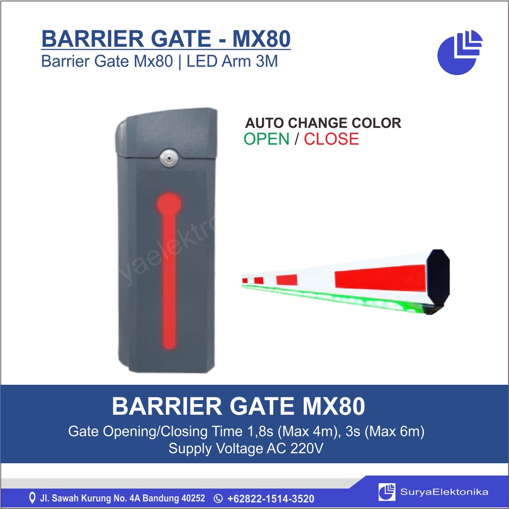 Jual Palang Parkir - Barrier Gate MX80 + Palang 3m LED + Karet (AC ... Jual Palang Parkir - Barrier Gate MX80 + Palang 3m LED + Karet (AC ...