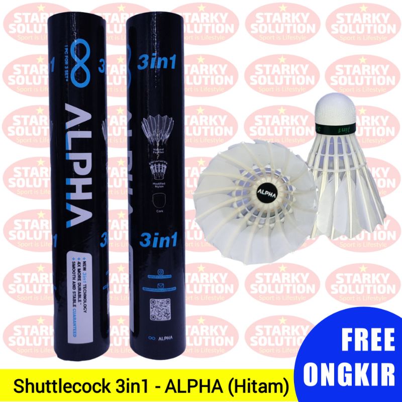 Jual Shuttlecock 3 in 1 ALPHA HITAM Kok Bulutangkis Badminton BLACK ...