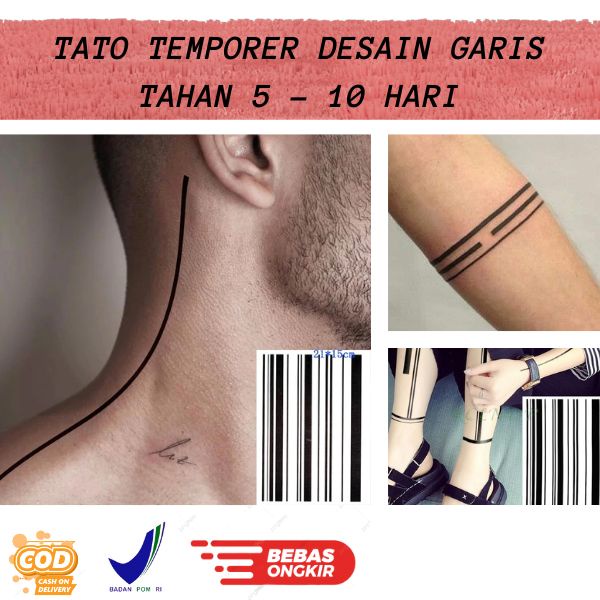Jual Tato desain garis gelang tribal temporary tattoo tato temporer ...