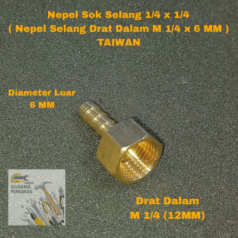Jual Nepel Sok Selang 1/4x1/4 TAIWAN Nipel Selang Drat Dalam Kuningan 1 ...