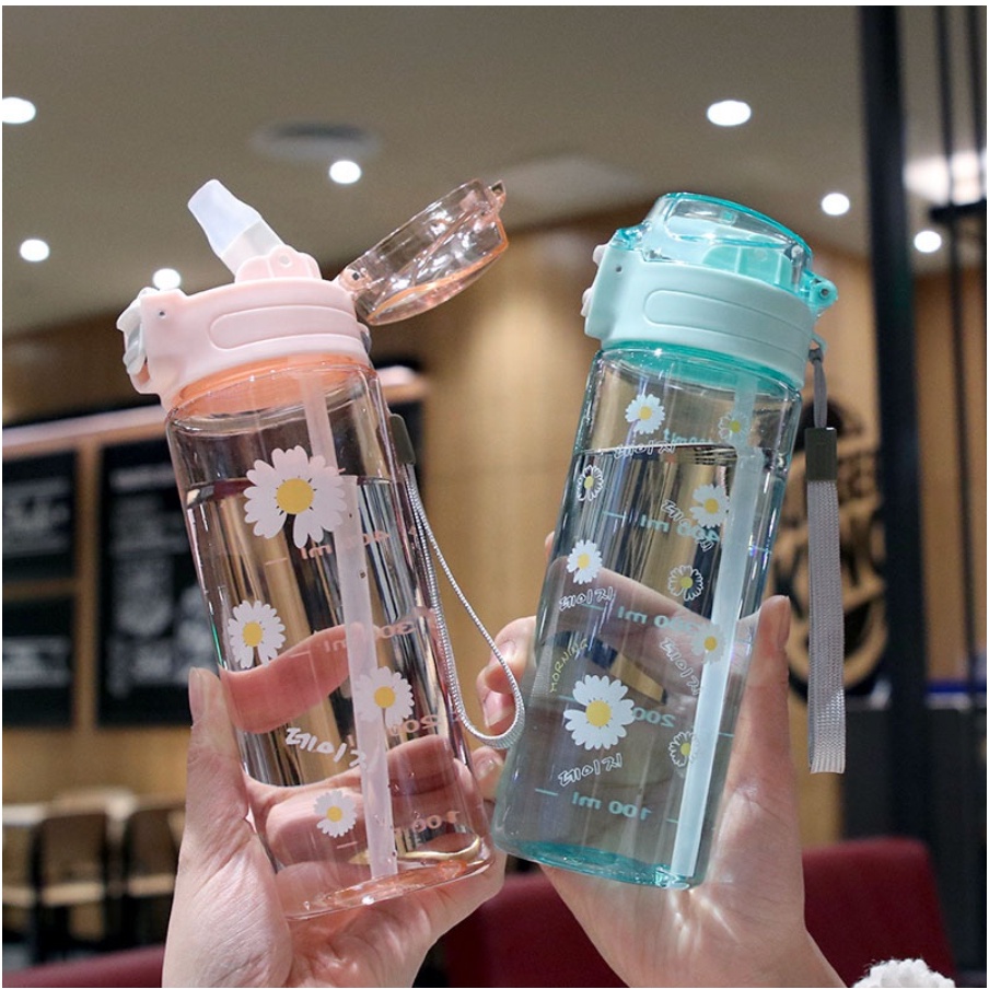 Jual BOTOL FLIP COVER SEDOTAN 600 ML BUNGA DAISY TRANSPARANT MINUM ...