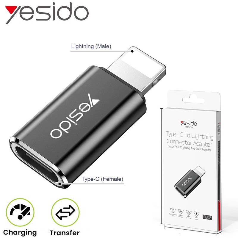 Jual Yesido GS03 Type-C Female to Lightning Male Adapter - Converter Charging Transfer Data ...