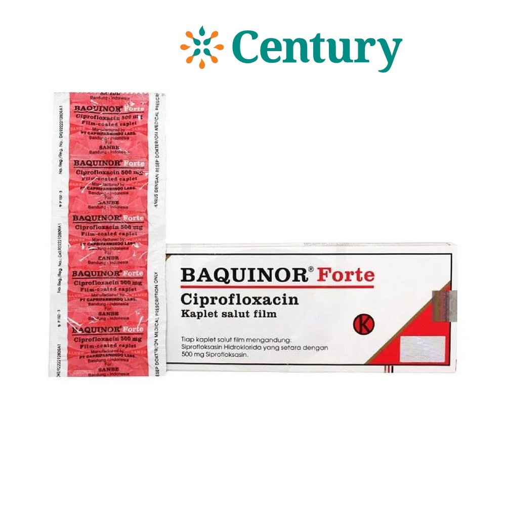 Jual BAQUINOR FORTE 500 MG 1 STRIP ISI 10 KAPLET / ANTIBIOTIK / ANTI ...