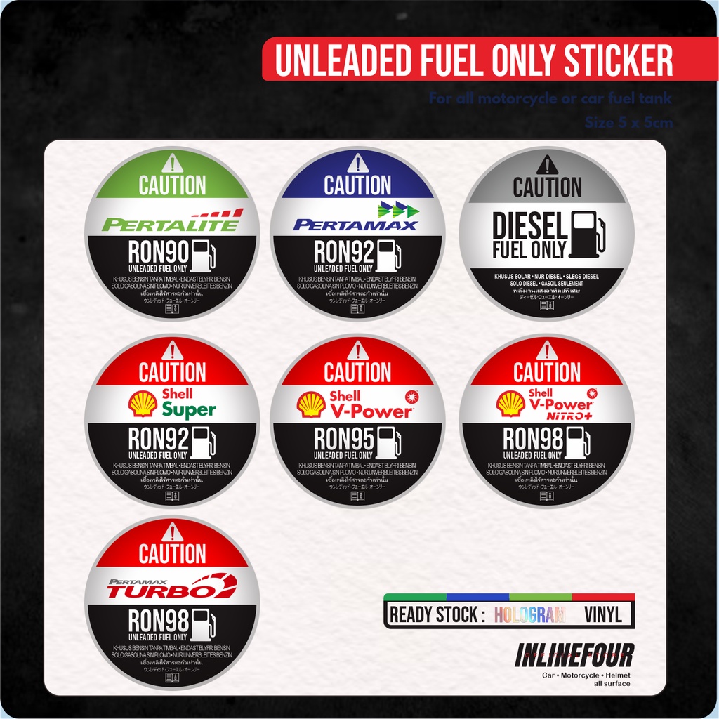 Jual Sticker Unleaded Fuel Only Printing Cut Stiker Tangki Bahan Bakar ...