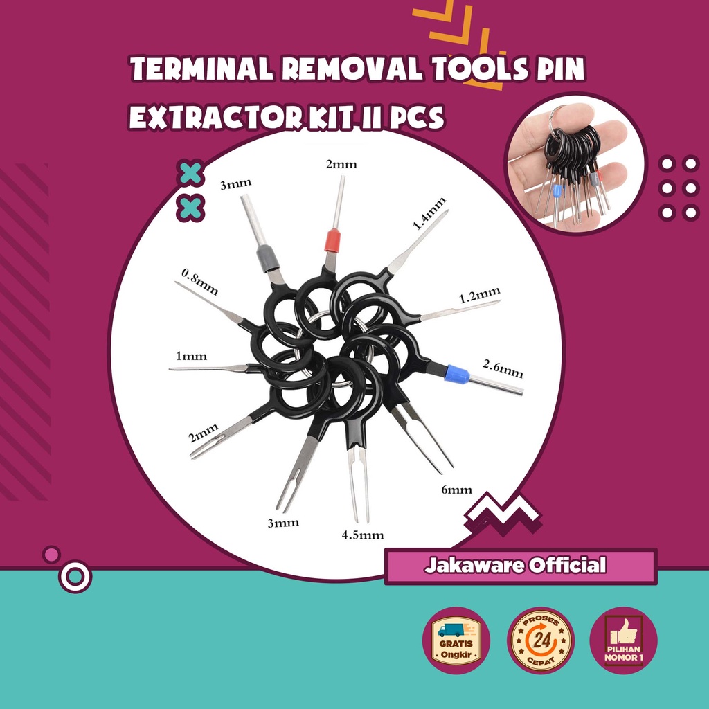 Jual TERMINAL REMOVAL TOOLS PIN EXTRACTOR KIT 11PCS ALAT PEMBUKA MELEPAS PELEPAS LEPAT SOKET ...