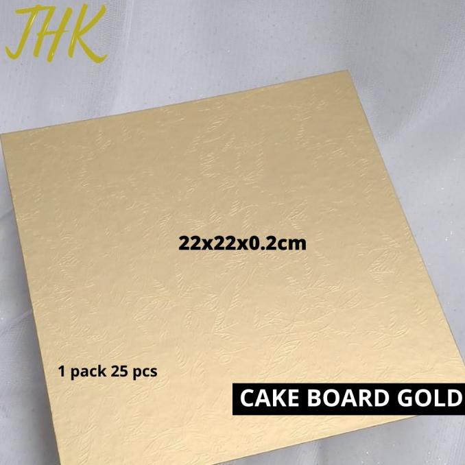 Jual Tatakan Alas Kue Tart Cake Board Gold Emas Ukuran 22 Cm (Isi 25 ...