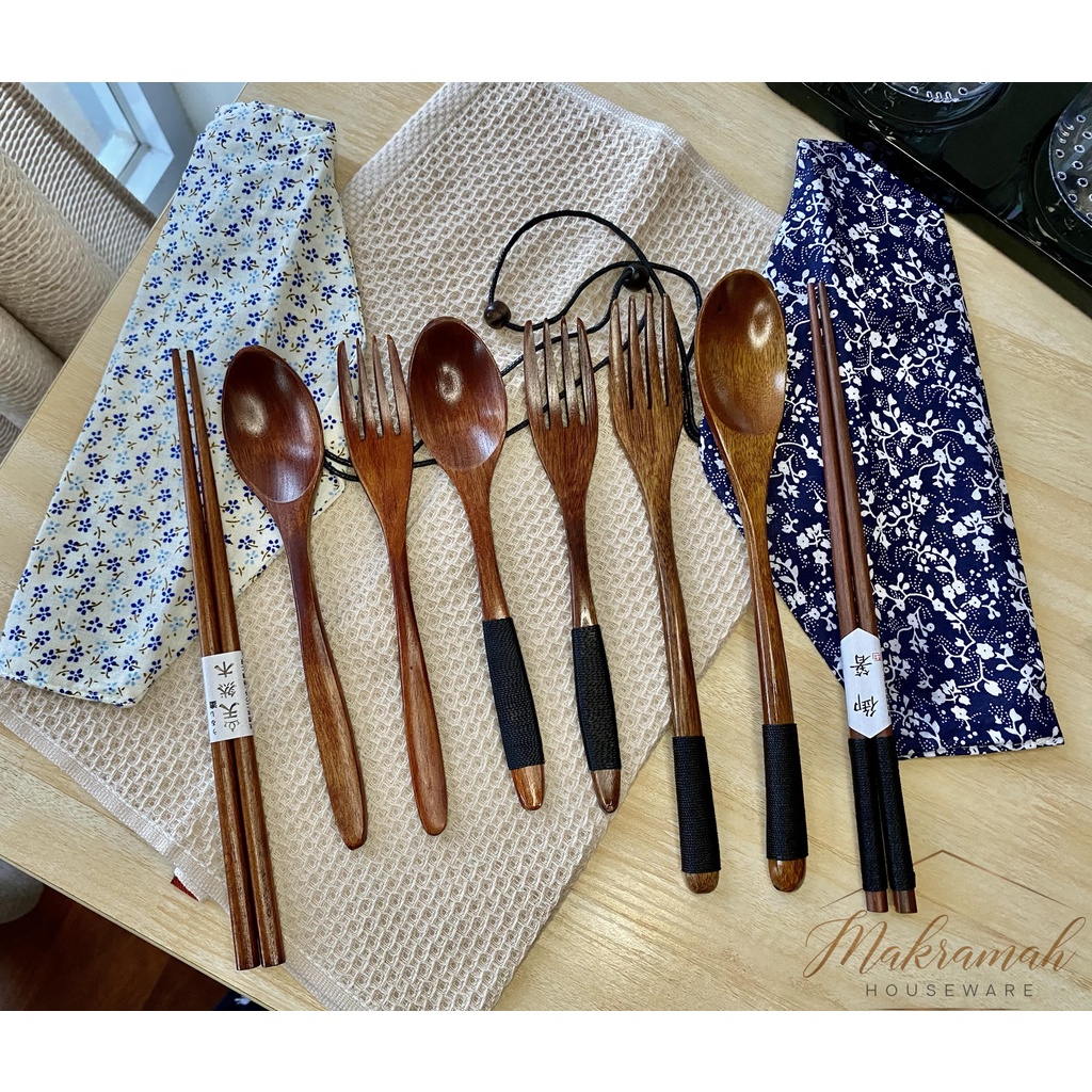 Jual Sendok Kayu Aesthetic / 4 in 1 Set Alat Makan Kayu / Sendok Sujeo ...