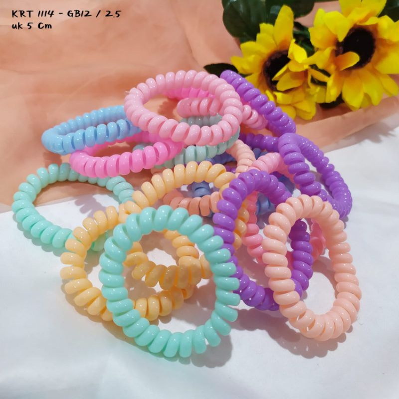 Jual Ikat Rambut Karet Spiral Motif Metalik Isi 3pcs Tali Rambut ...