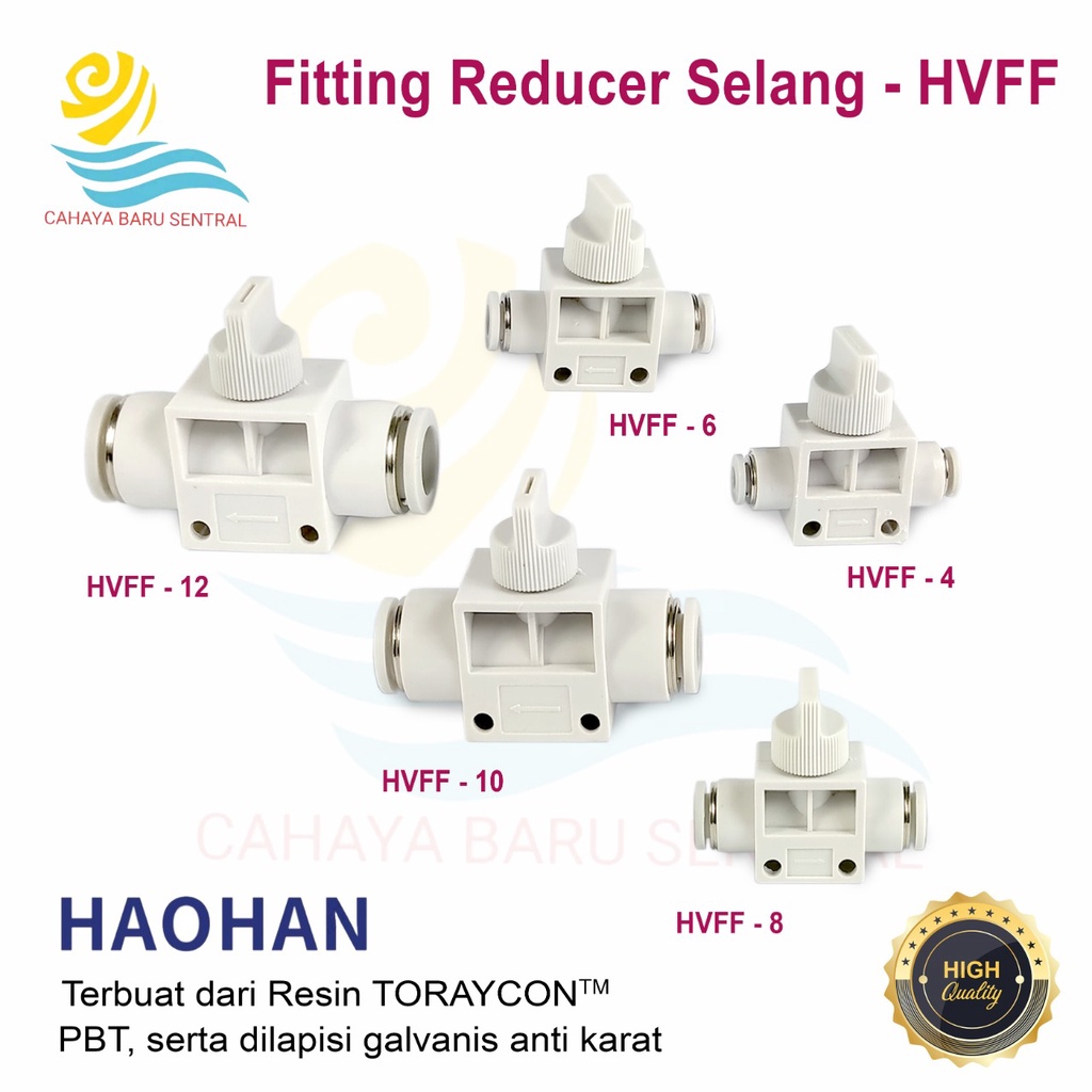 Jual FITTING PNEUMATIC VALVE HVFF 6 MM HAND STOP MINI KRAN AIR UDARA UNTUK SELANG PU 6MM OD ...