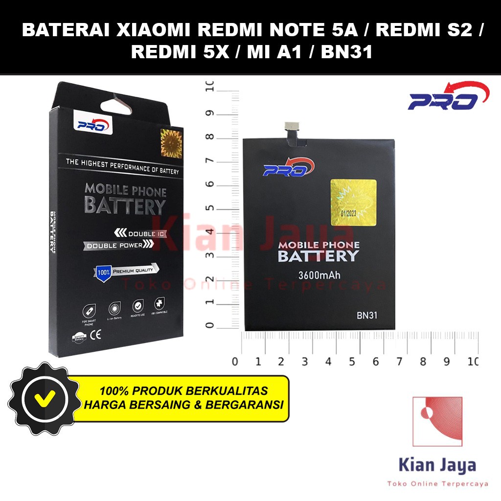 Jual PRO - Baterai Xiaomi Redmi Note 5A / Redmi S2 / Redmi 5X / Mi A1 MiA1 / BN31 Batre Batrai ...