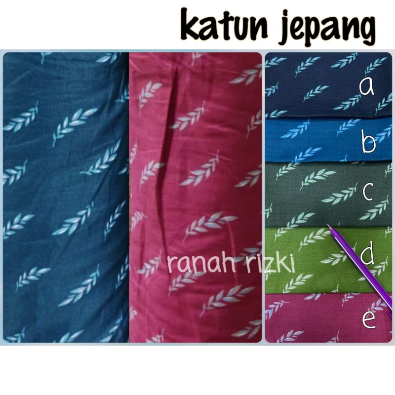 Jual kain katun jepang motif bulir padi km147 / floral japan design ...