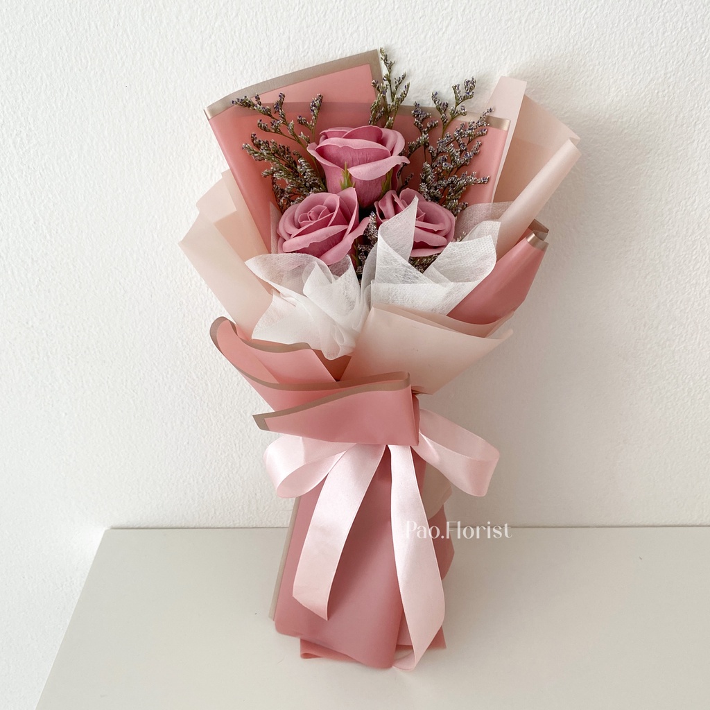 Jual (VALENTINE) 3 Tangkai Buket Bunga Sabun / Soap Flower Buket Bunga ...