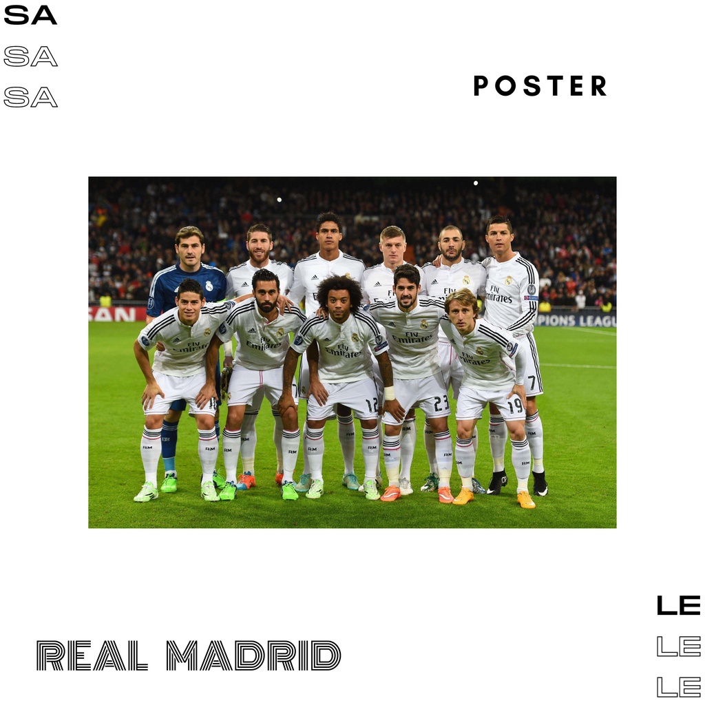Jual POSTER REAL MADRID FULL TEAM - Ukuran A3/A4 (Bisa Custom Gambar ...