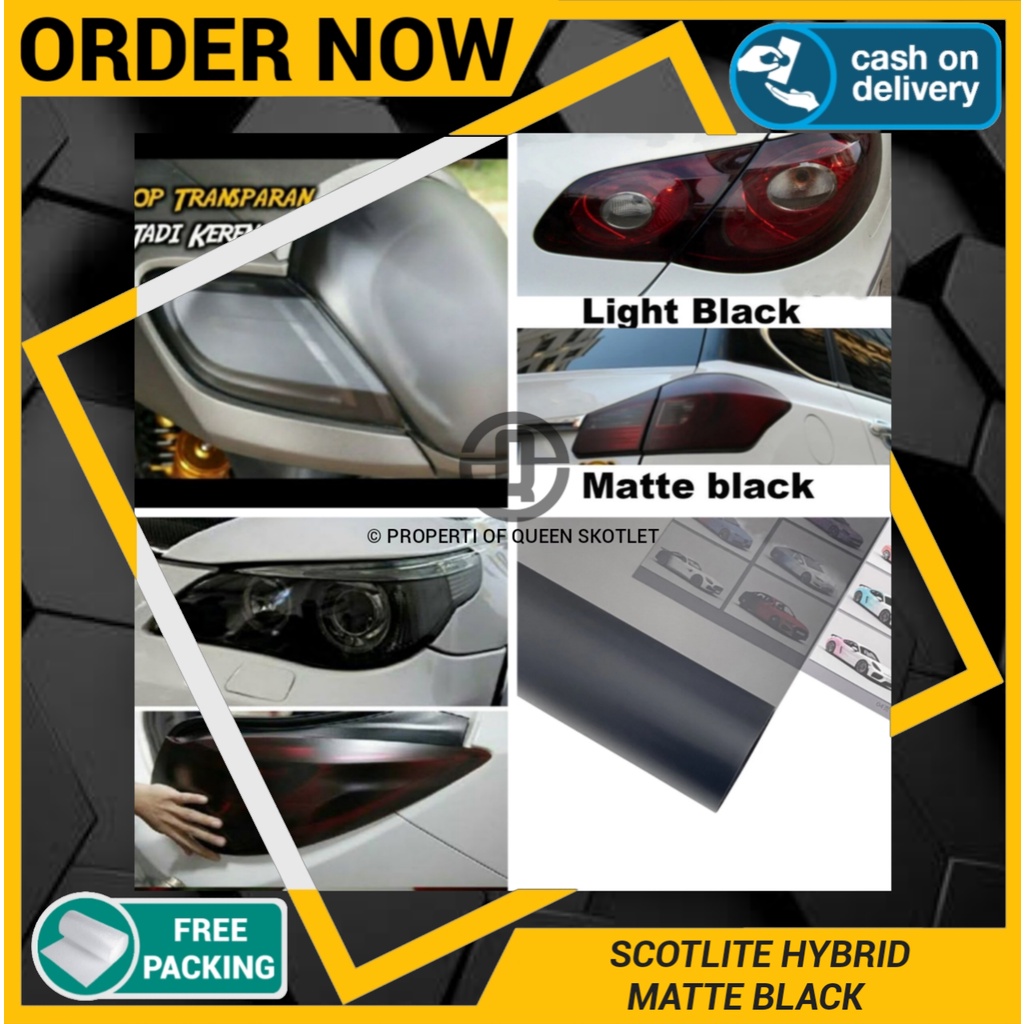 Jual Sticker Skotlet Lampu Hybrid Smoke Hitam Dof Dop Doff Matte Glossy ...
