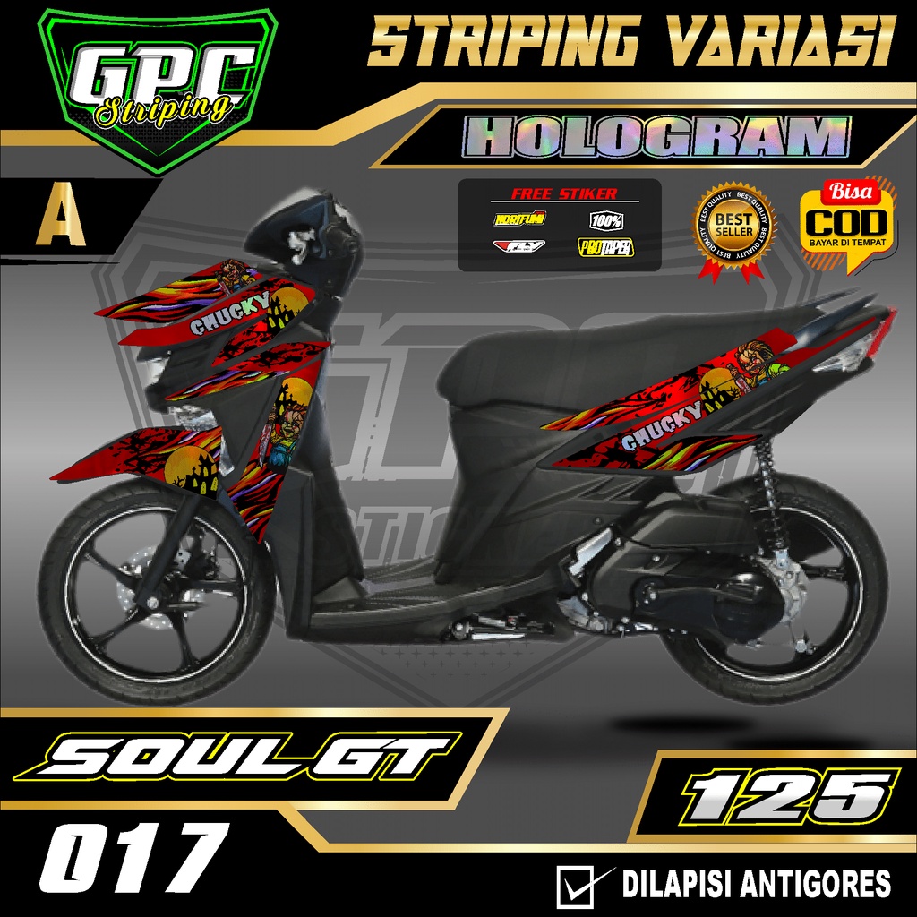 Jual STICKER STRIPING LIST VARIASI HOLOGRAM MIO SOUL GT 125 DESAIN CHUCKY GPC 017 | Shopee Indonesia
