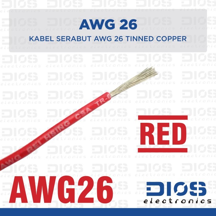 Jual Kabel 26 AWG Serabut Tembaga Putih / Tinned Copper MERAH (per ...