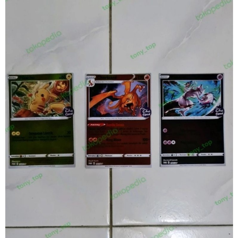 Jual Pokemon Chatime Cha Time Charizard Mewtwo Pikachu TCG Card ...