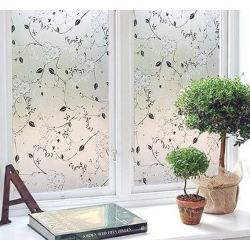 Jual Stiker Kaca Jendela Bunga Putih Batik Hitam Sticker Kaca L-120cm ...