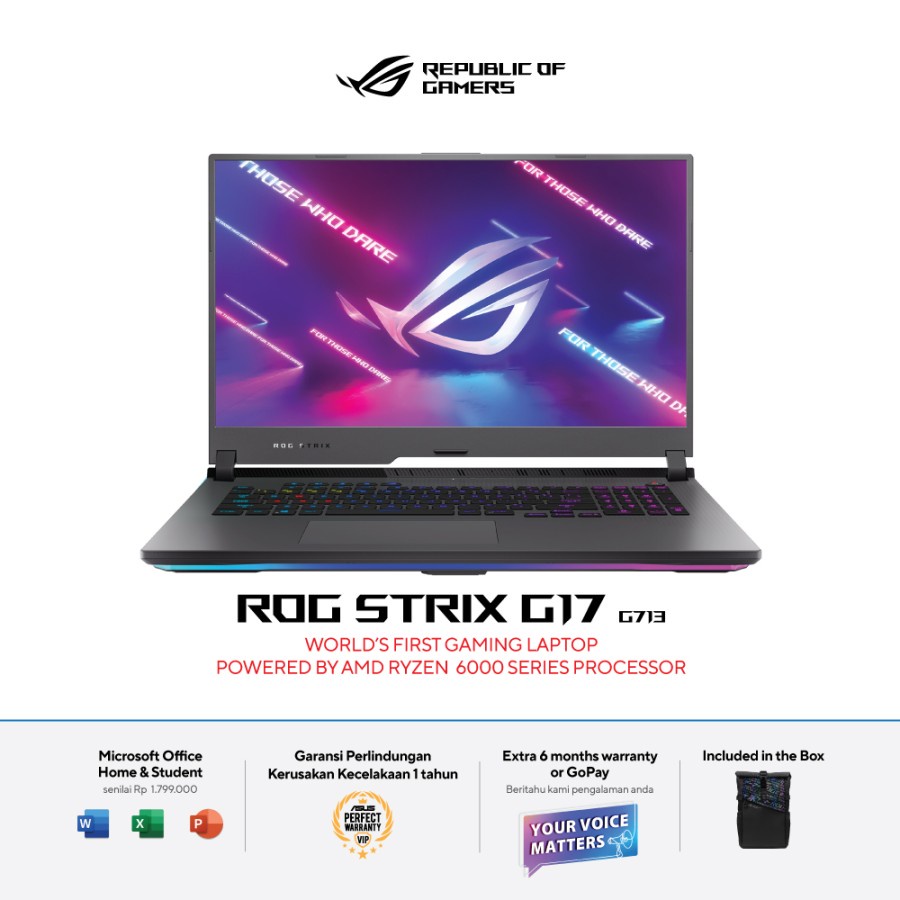 Jual ASUS ROG STRIX G17 G713RC-R735B7G-O GeForce RTX™ 3050 - R7-6800H ...