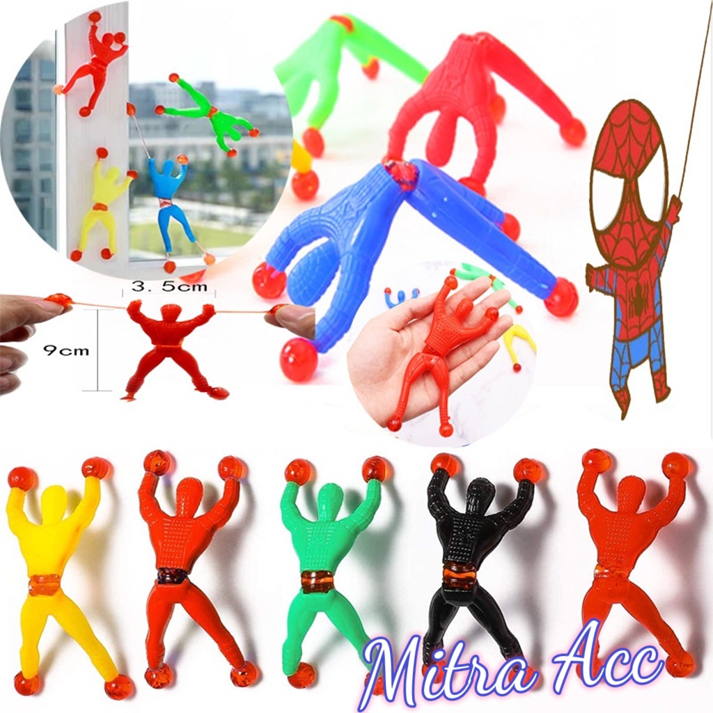 Jual Mainan VIRAL Anak Spiderman Lempar Lengket Tempel Dinding tanpa ...