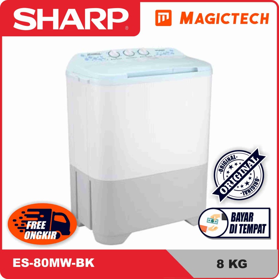 Jual MESIN CUCI SHARP 7 KG ES-T80MW-BK 2 TABUNG MANUAL - BIRU | Shopee Indonesia
