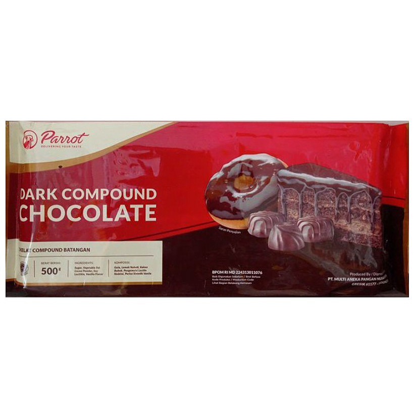 Jual Parrot Dark Compound Chocolate 500gr - Coklat Blok Masak | Shopee ...