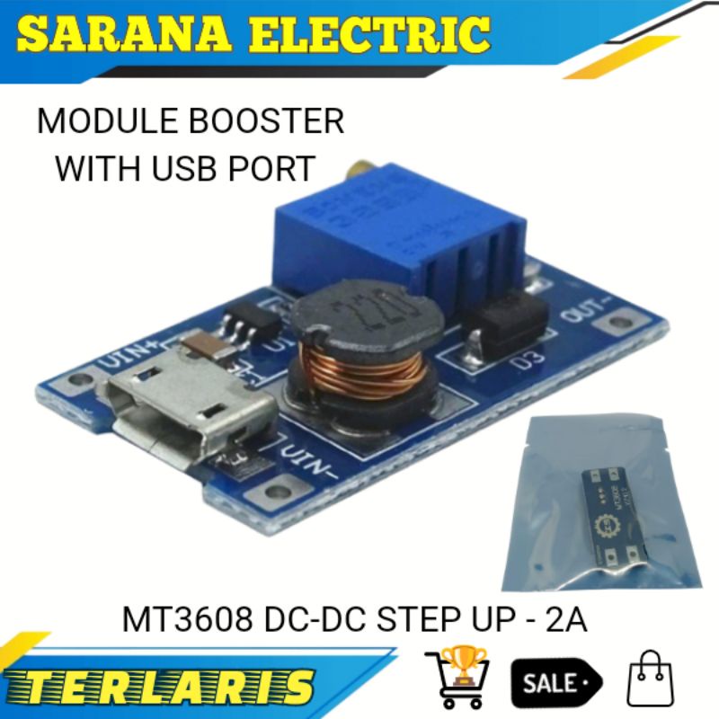 Jual MT3608 MICRO USB DC-DC 2A BOOST STEP UP CONVERTER MT 3608 MODULE | Shopee Indonesia