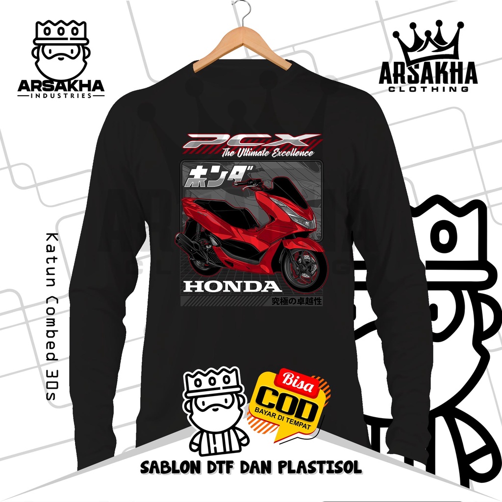 Jual Kaos Lengan Panjang Honda PCX 160 The Ultimate Excellence Red Cotton Combed 30s - Arsakha ...