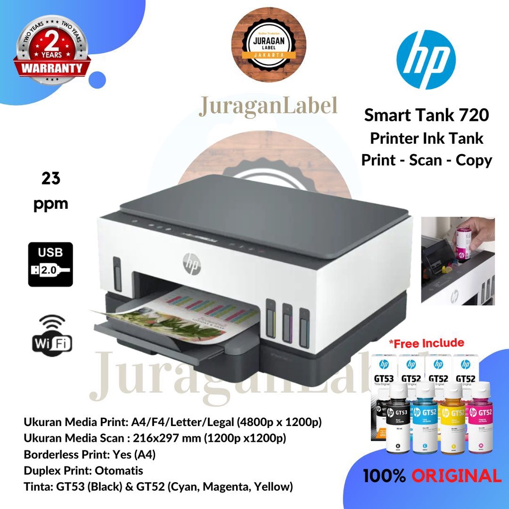 Jual Printer HP Smart Tank 720 All In One Ink Tank WIFI HP720 Garansi ...