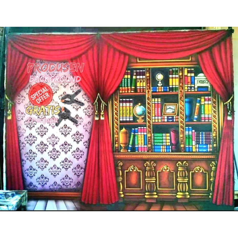 Jual Tidak Terawang Lebih Tebal Kain Kanvas Background Wisuda Rak Buku ...