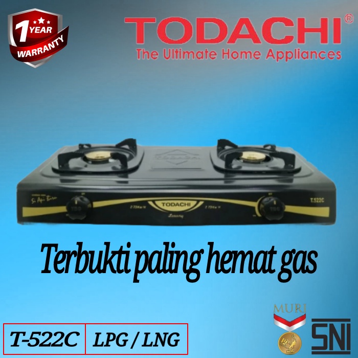 Jual Kompor Gas 2 Tungku Todachi T-522C Gas LPG / Alam LNG | Shopee Indonesia